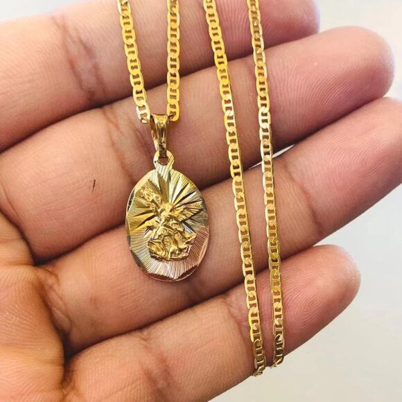 Prime Jewelry 269 | Jewelry | Saint Michael Necklace Pendant Tri Color ...